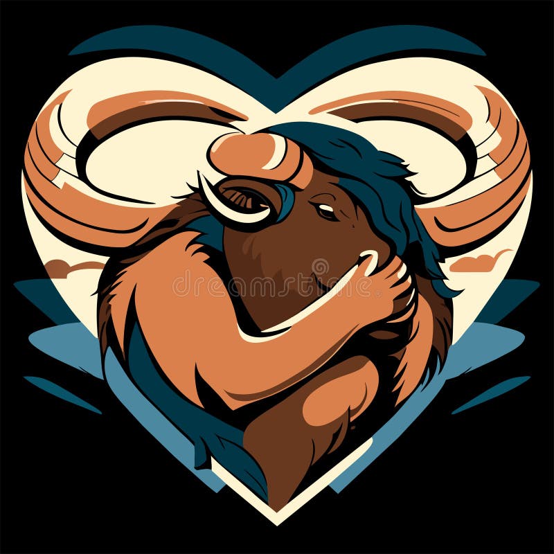 Mascot Illustration of a Buffalo Head in a Heart Shape. Generative AI ...