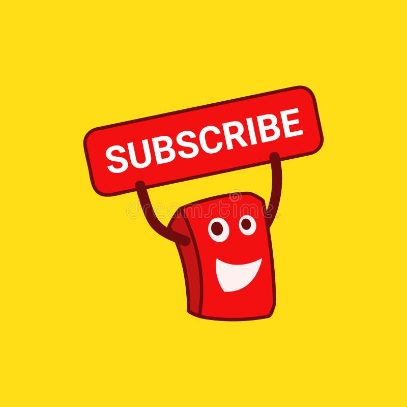 Mascot Illustration Holding Subscription Button Yellow Background Stock ...