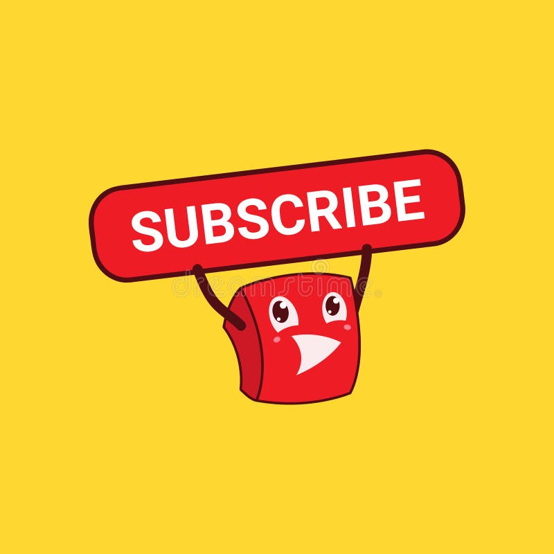 Mascot Illustration Holding Subscription Button Yellow Background Stock ...