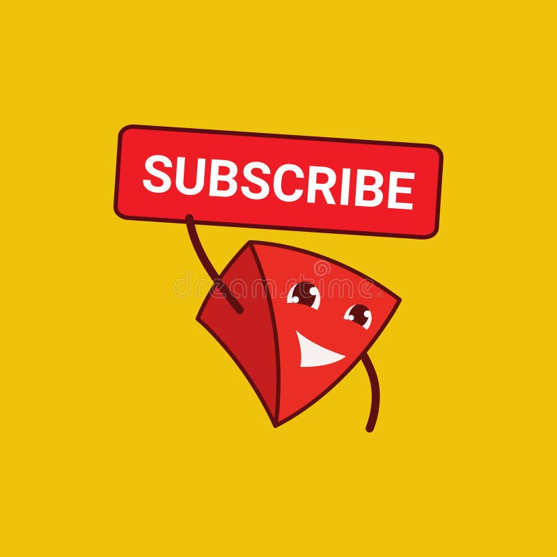 Mascot Illustration Holding Subscription Button Yellow Background Stock ...