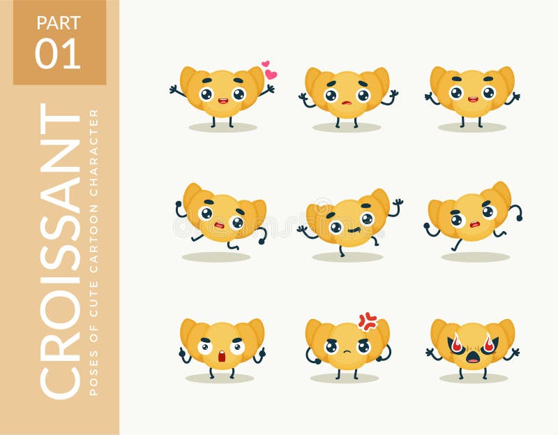 Mascot Images of the Croissant. First Set Stock Illustration ...