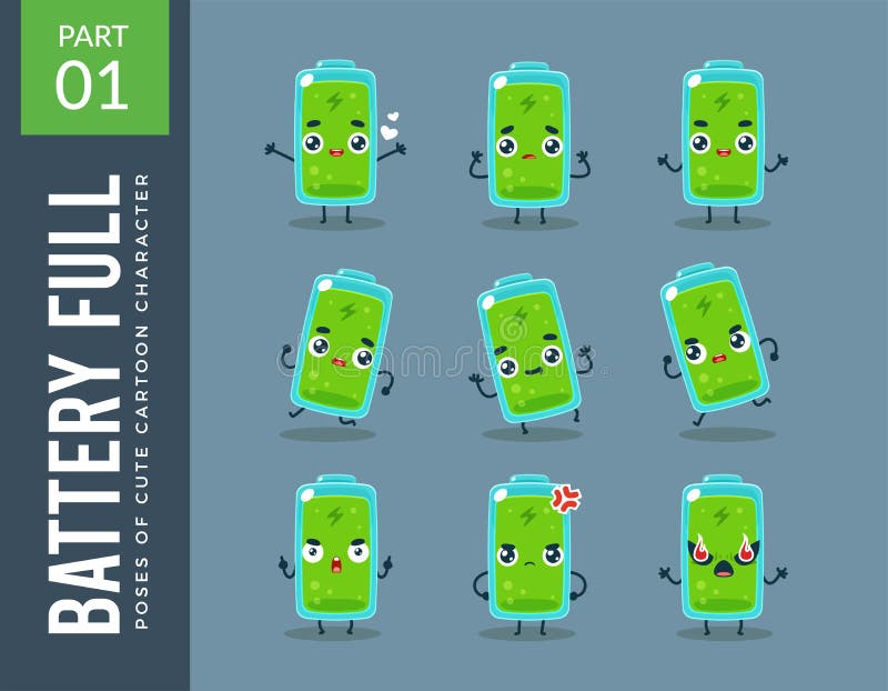 Mascot Images of the Full Battery. First Set Stock Vector ...