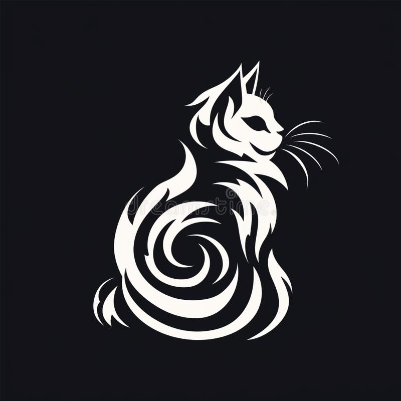 Mascot Logo Design of a Cat or Kitten in Black and White Stock ...