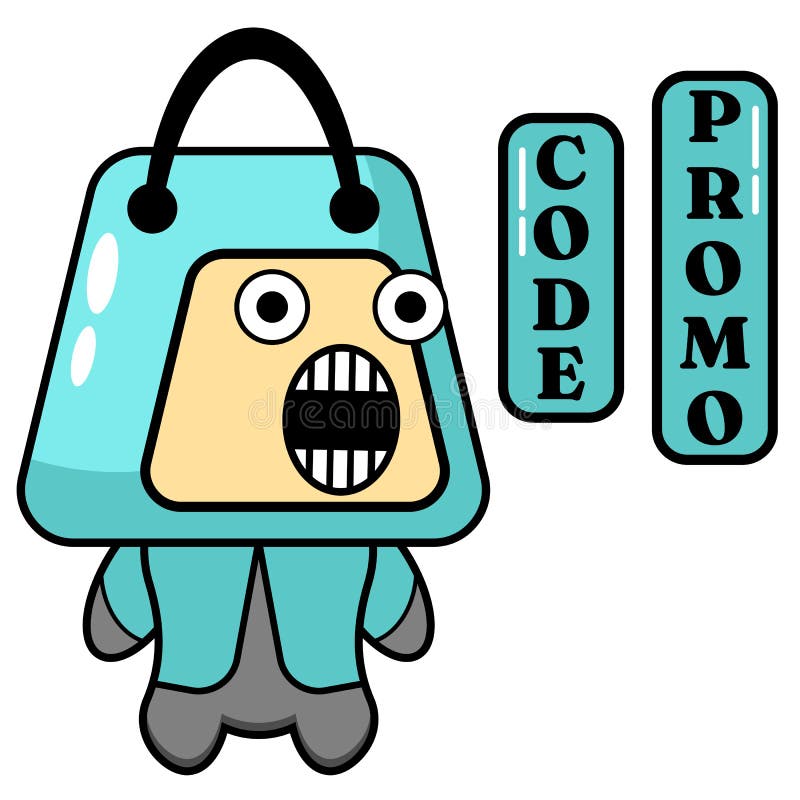 Mascot Shopping Bag Promo Code Stock Vector - Illustration of ...