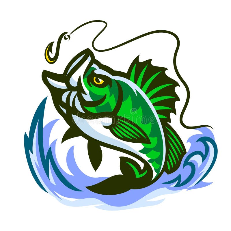 Mascote De Peixe-robalo Capturando Anzol Ilustração do Vetor ...
