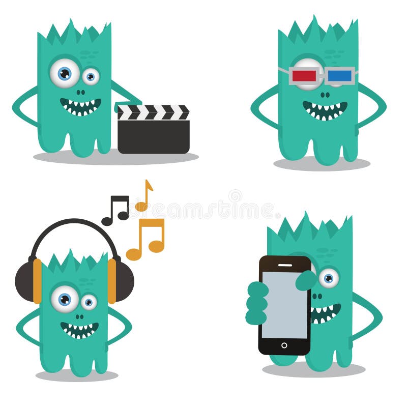 Mascotte Mignonne Verte De Web De Monstre Illustration Stock ...