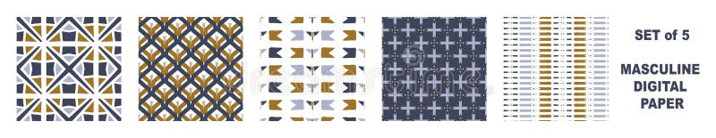 Masculine Geometric Digital Papers Collection. Classic Retro Geo Shape ...