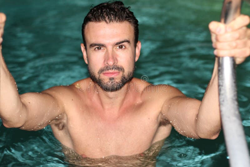 Masculine Natural Man Relaxing in a Spa Stock Image - Image of looking ...