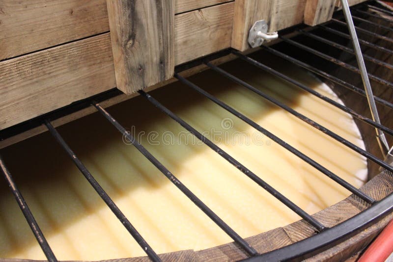 Mash in Oak Barrel Fermentation Tanks Inside Stone Distillery. Stock ...