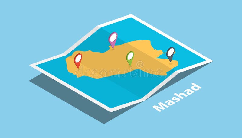 Mashad Mashhad Iran Explore Maps with Isometric Style and Pin Location ...