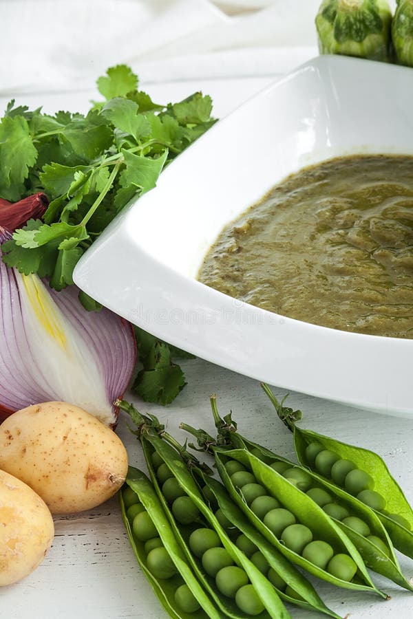 Mashed Peas, Zucchini, Onions and Potatoes Stock Photo - Image of meal ...