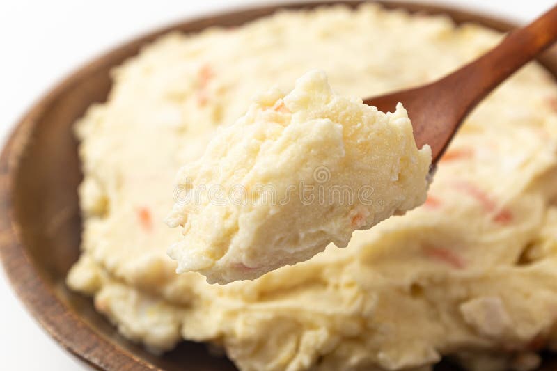 Mashed Potato Egg Salad on a White Background Stock Photo - Image of ...
