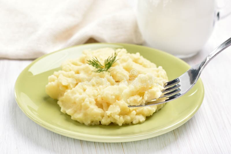 Mashed Potato, Focus on Mashed Potato on Fork Stock Photo - Image of ...