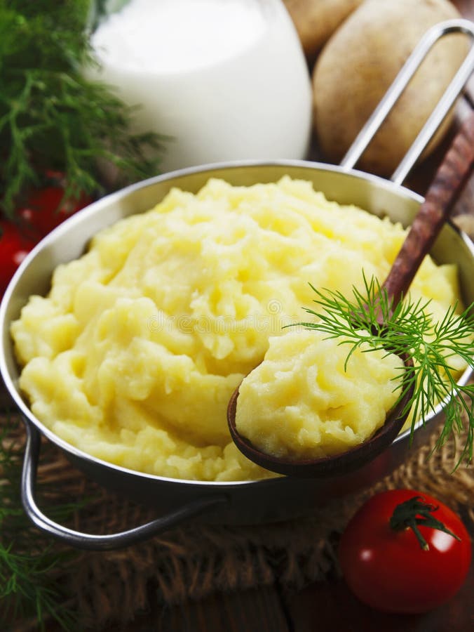 Mashed potato with milk stock photo. Image of pureed - 178058710