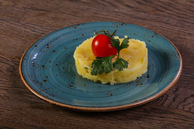 Mashed Potato Served Tomato Stock Image - Image of plate, prepared ...