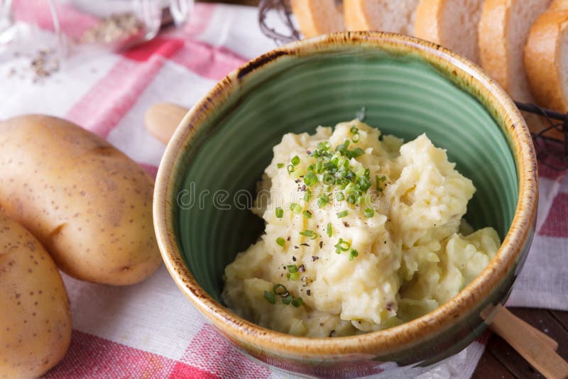 Homemade Organic Mashed Potatoes with Gravy Stock Photo - Image of ...