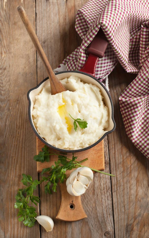 Mashed Potatoes Baked Garlic Fresh Chopped Parsley Stock Photos - Free ...