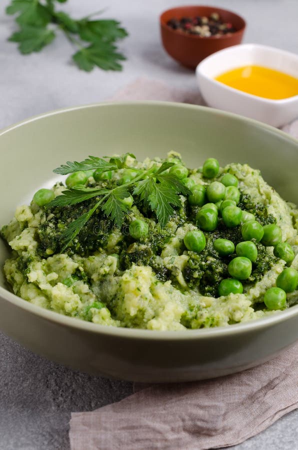 Mashed Potatoes with Green Peas Stock Photo - Image of diet, healthy ...