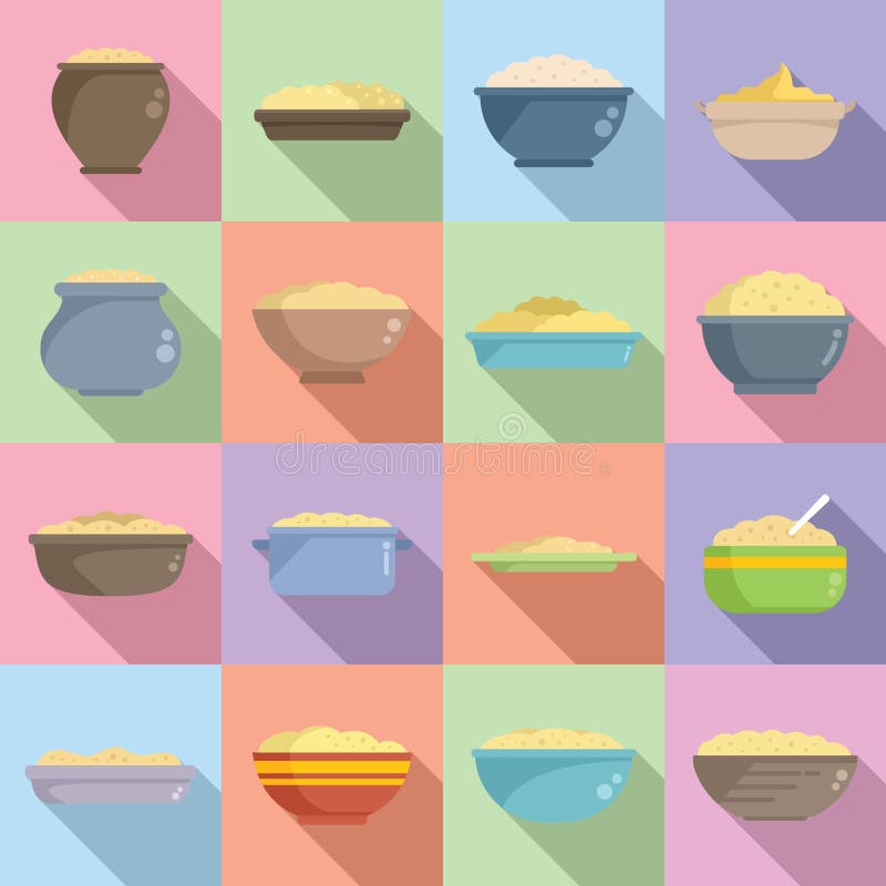 Mashed Potatoes Icons Set Flat Vector. Food Breakfast Stock ...