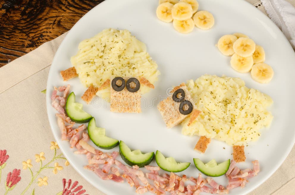 Mashed potatoes kid meal stock image. Image of funny - 38211169