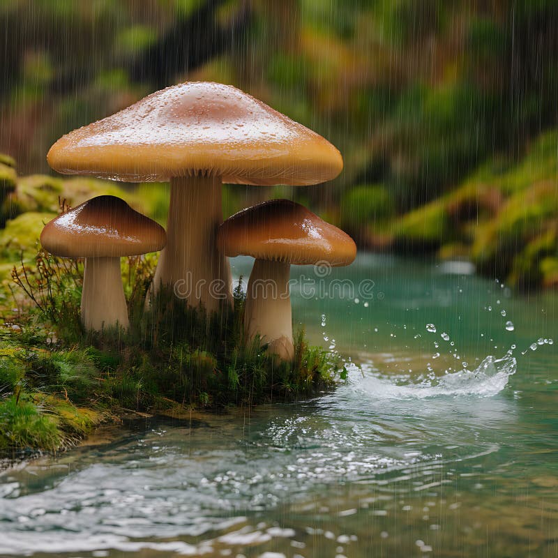 Mashroom Growing in the Forest Stock Illustration - Illustration of ...