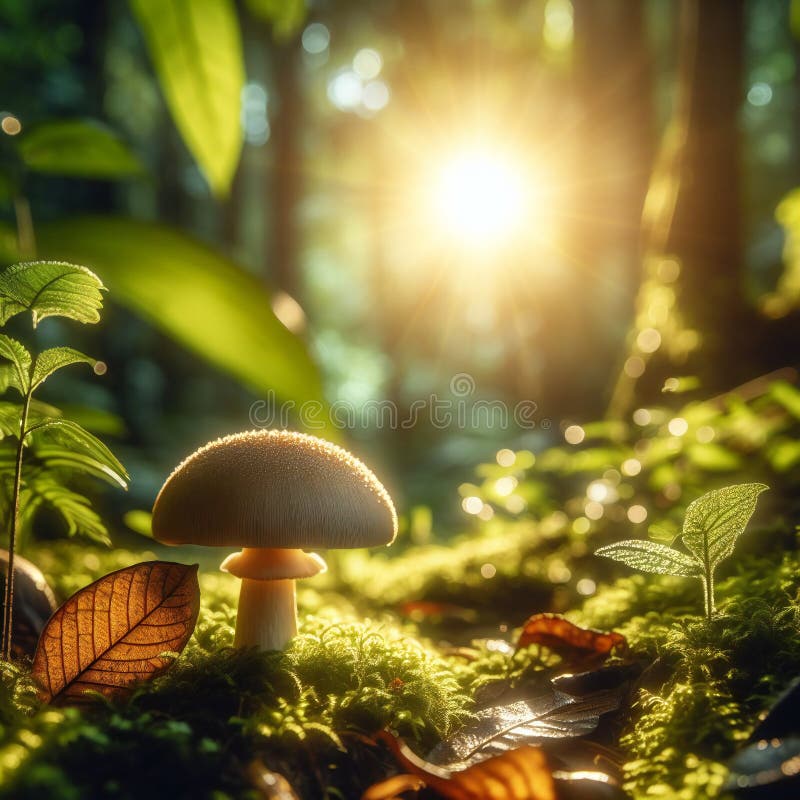 Mashroom in jungle stock illustration. Illustration of nature - 331555741