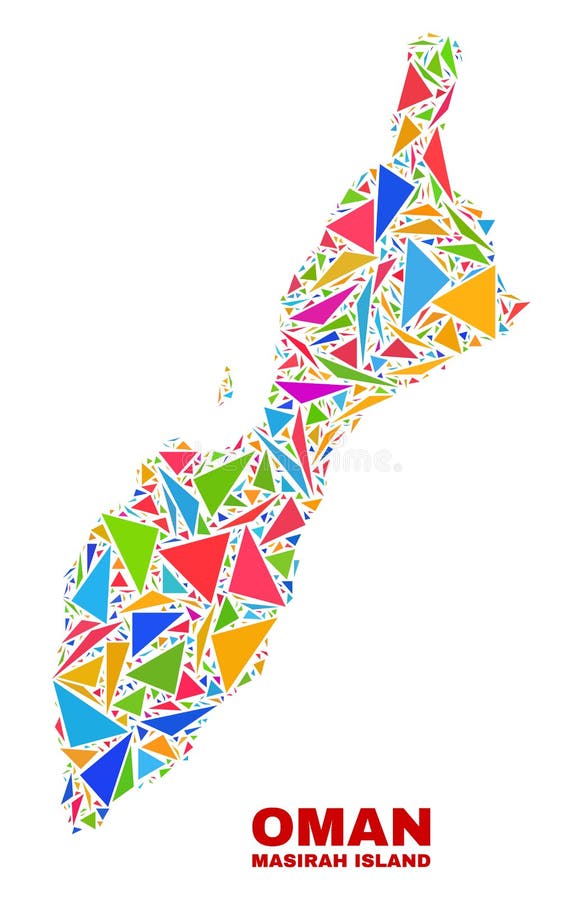 Masirah Island Map - Mosaic of Color Triangles Stock Vector ...