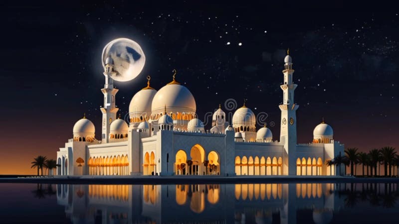 Masjid Moon is for Islamic Festivals Generative Al Stock Footage ...