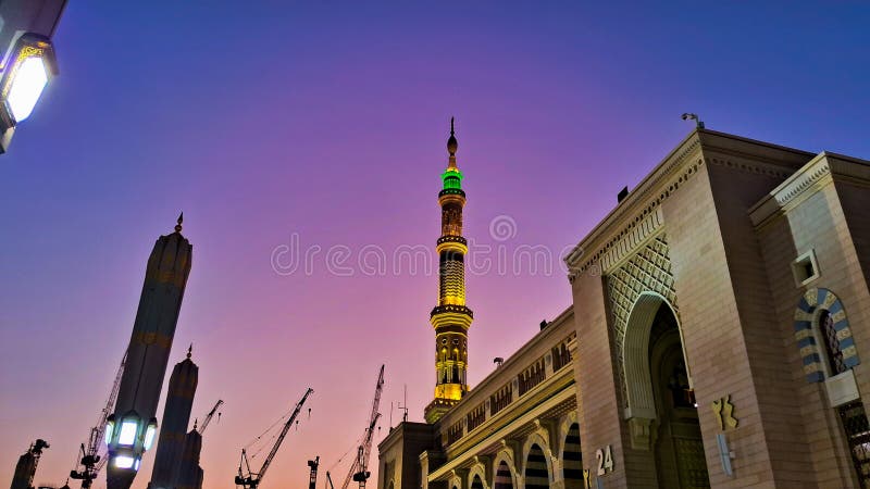 Masjid an-Nabawi and the Beautiful Sky Colors Stock Photo - Image of ...