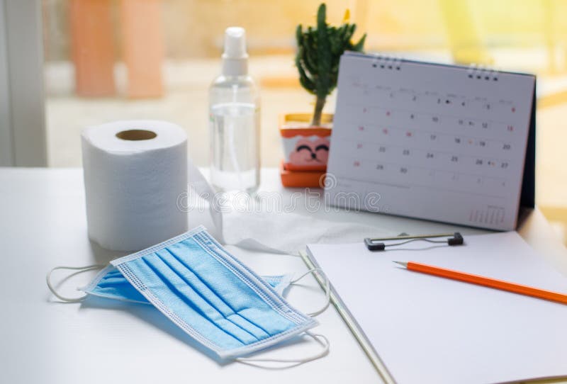 Mask and Alcohol To Prevent the Covid-19 Virus. Stock Image - Image of ...