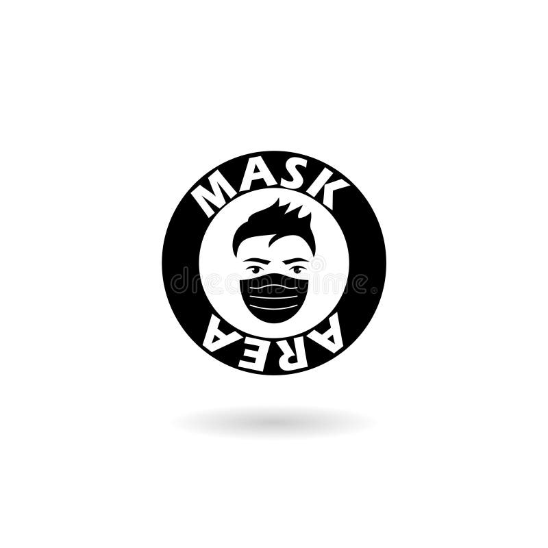 Mask area icon with shadow stock vector. Illustration of prevention ...