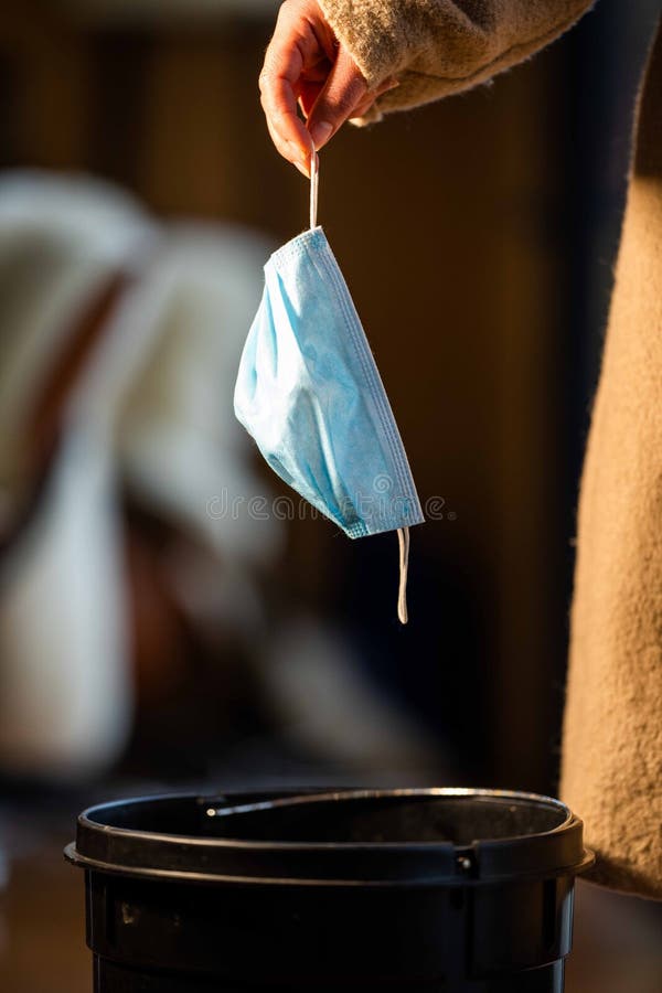 Mask in Bin, Rubbish, Garbage and Trash Stock Photo - Image of health ...