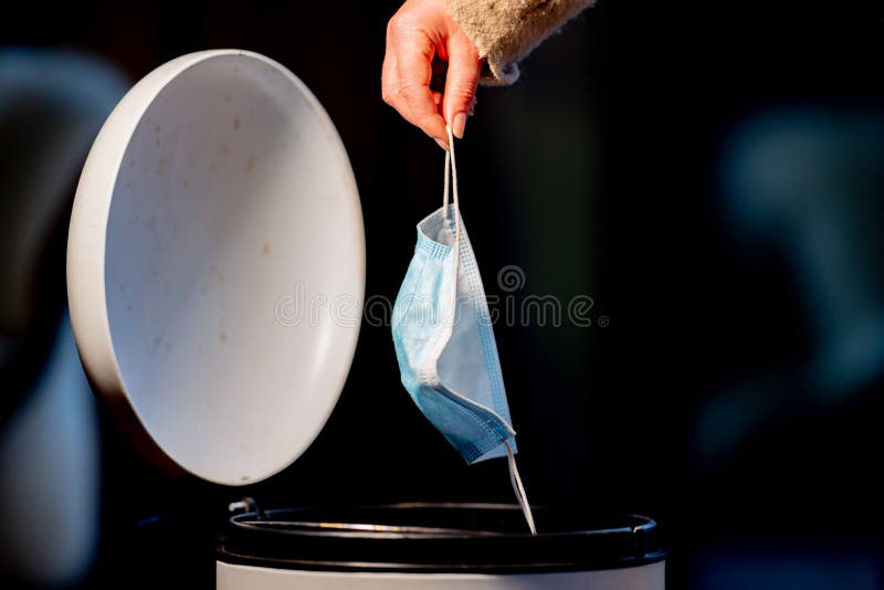 Mask in Bin, Rubbish, Garbage and Trash Stock Photo - Image of care ...