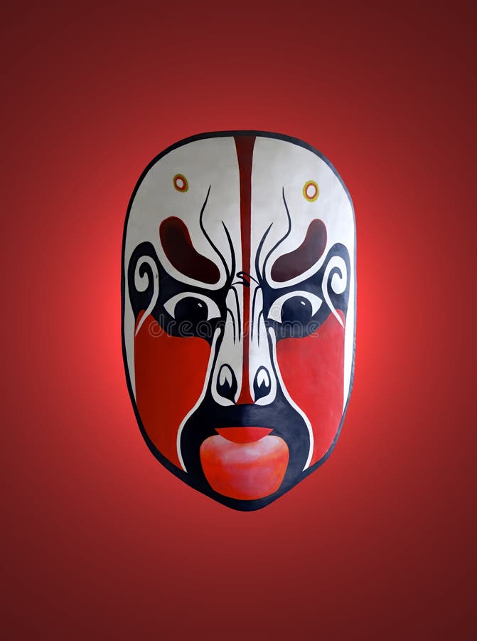 Mask of Chinese Opera with Red Background Stock Image - Image of ...