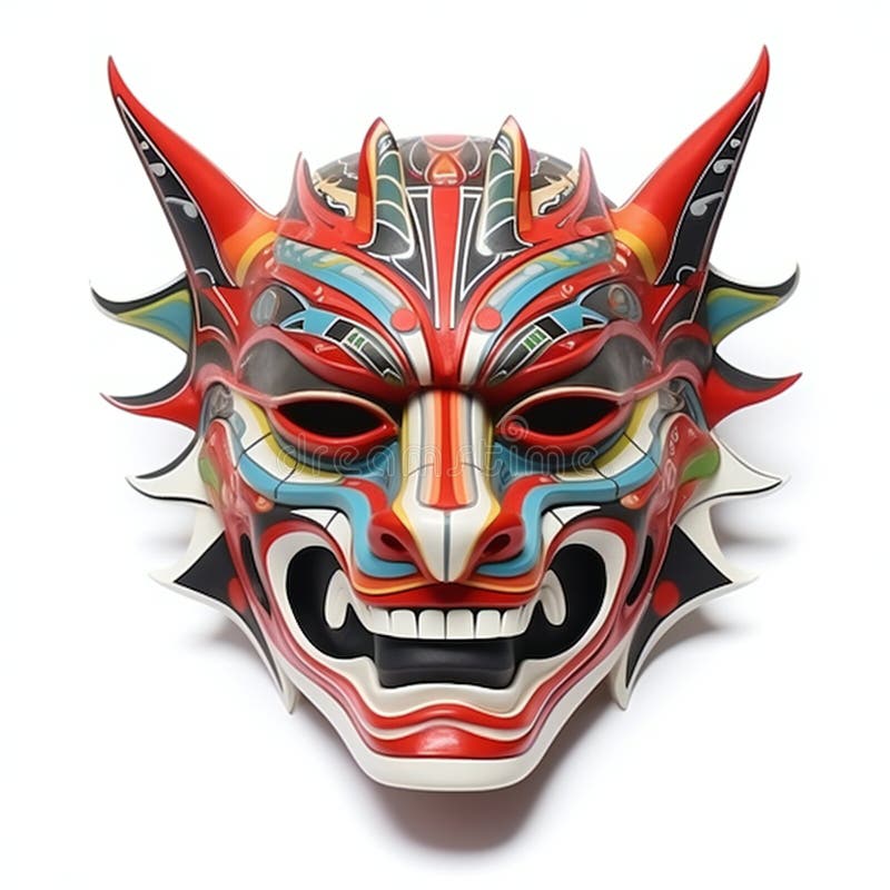 Mask of the Demon Isolated on a White Background Stock Illustration ...