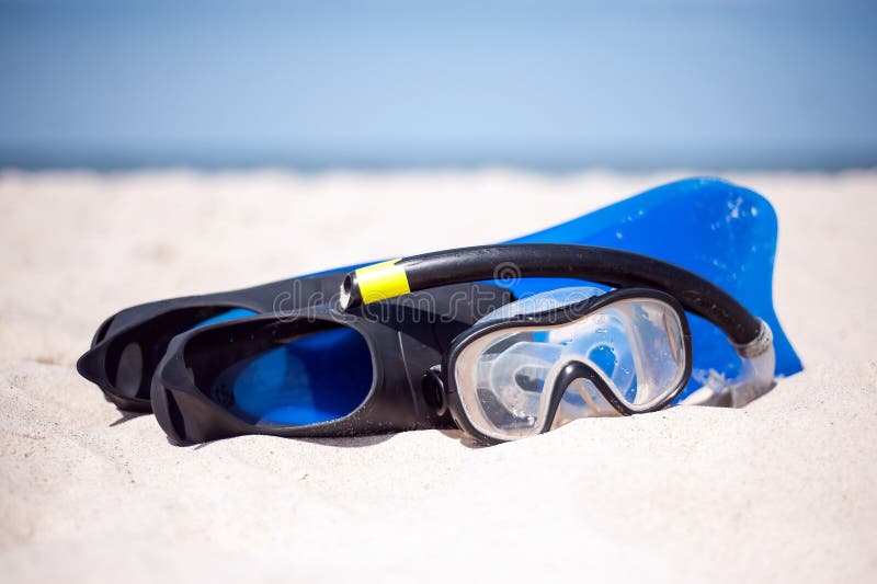 Mask for Diving on a Sunny Beach Stock Image - Image of sunny, ustka ...