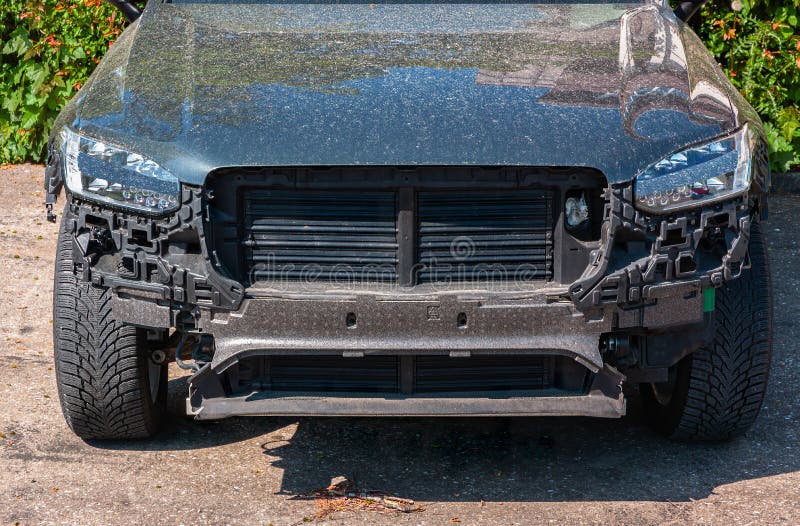 Black SUV Mask without a Front Bumper Stock Photo - Image of dusty ...