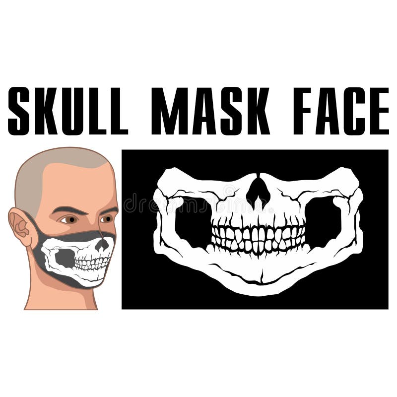 Mask of Face with Skull and Predator Teeth Stock Illustration ...