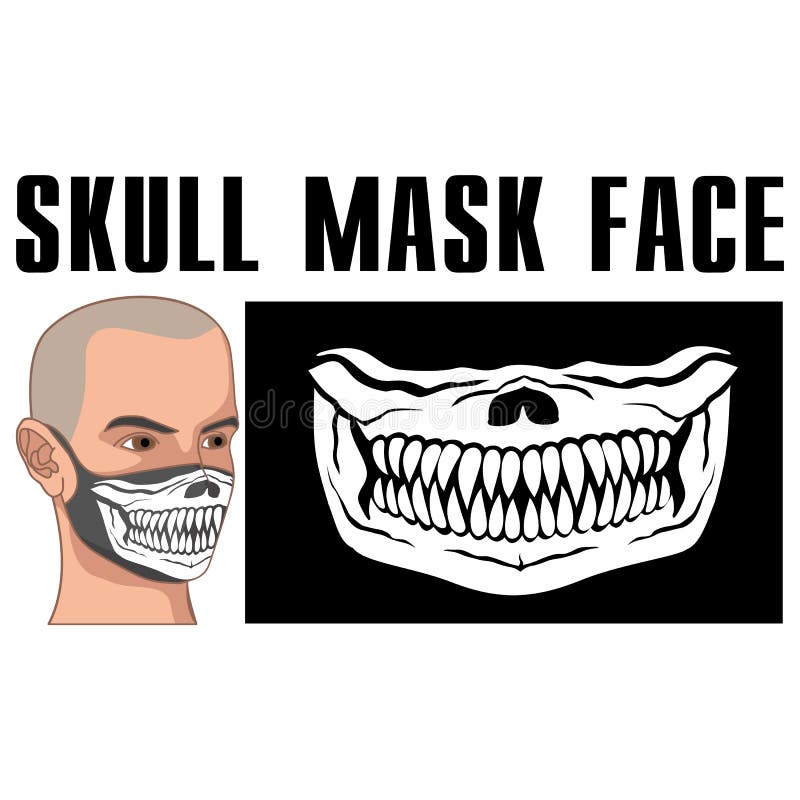 Mask of Face with Skull and Predator Teeth Stock Illustration ...