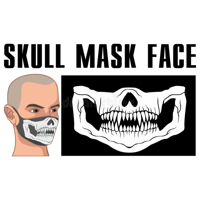 Mask of Face with Skull and Predator Teeth Stock Vector - Illustration ...