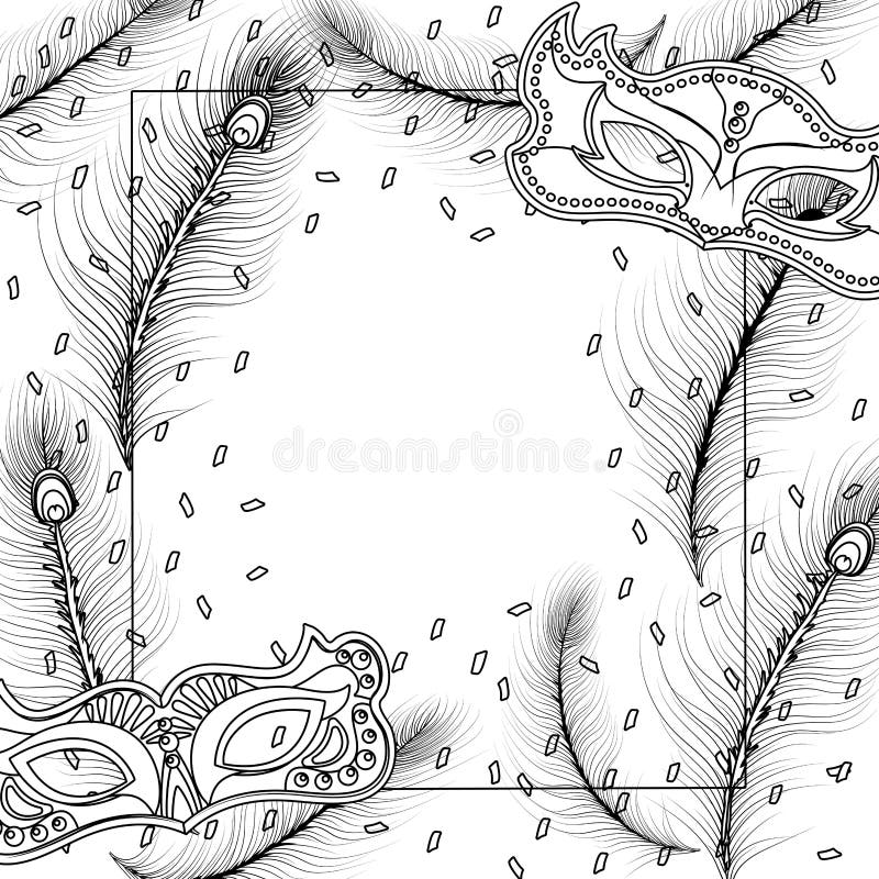 Mask and feather stock vector. Illustration of party - 141235676