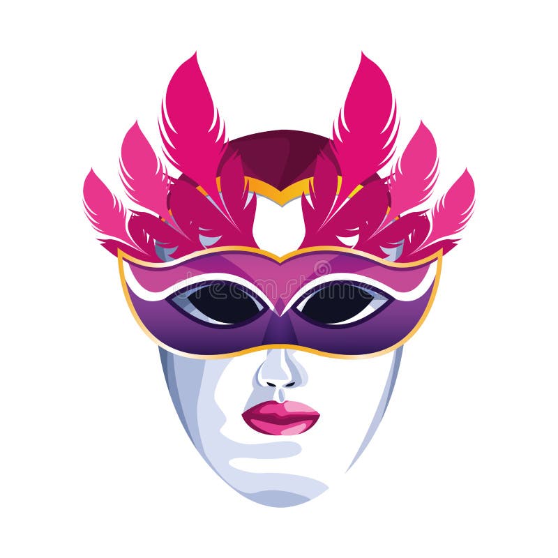 Mask with feathers stock vector. Illustration of template - 144360028