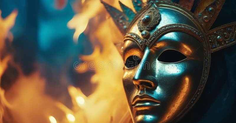 Mask on fire stock illustration. Illustration of woman - 330531458