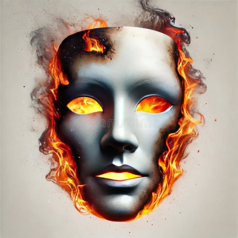 A Mask on Fire. Space for Text. Stock Photo - Image of power, intensity ...