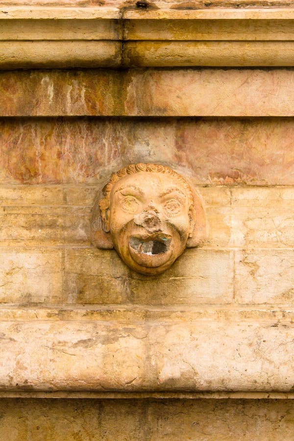 The Mask on the Fountain, Old City of Jerusalem Stock Photo - Image of ...