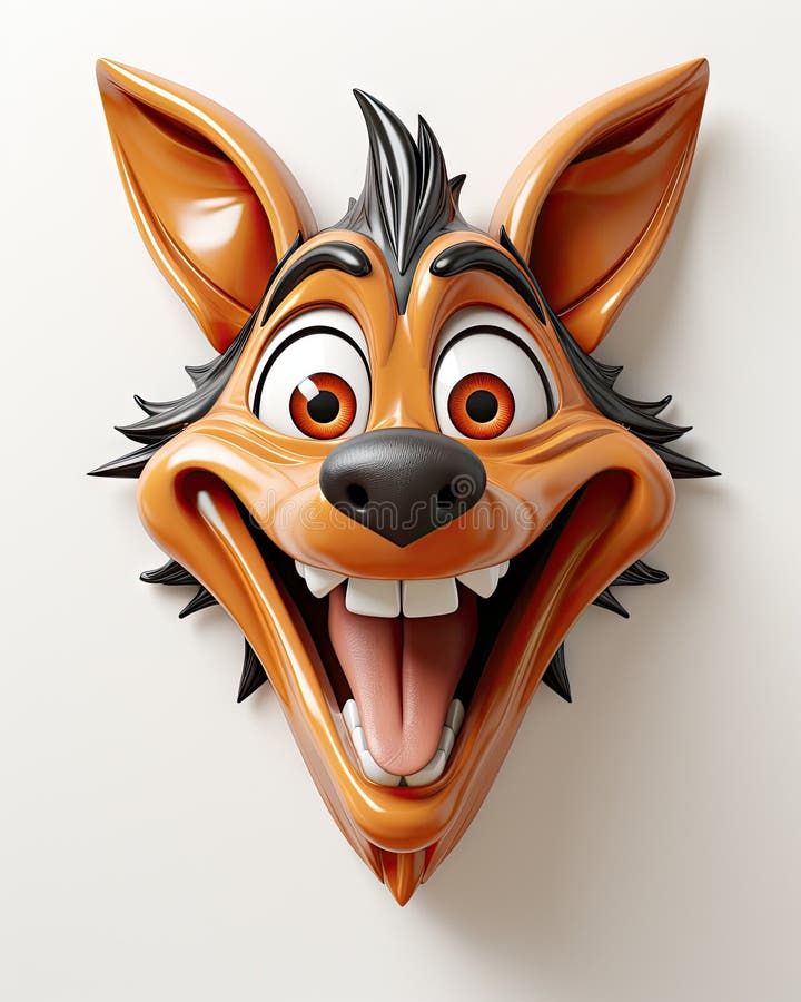 A Mask of a Fox with Its Mouth Open and Eyes Wide Open. Generative Ai ...