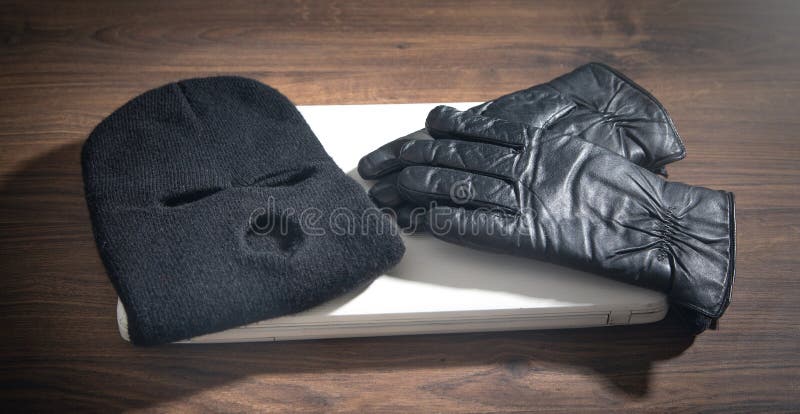 Mask, Gloves and Laptop Computer on the Table Stock Photo - Image of ...
