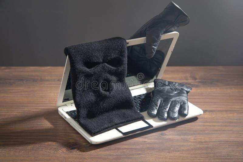 Mask, Gloves and Laptop Computer on the Table Stock Photo - Image of ...