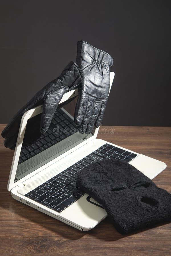 Mask, Gloves and Laptop Computer on the Table Stock Image - Image of ...