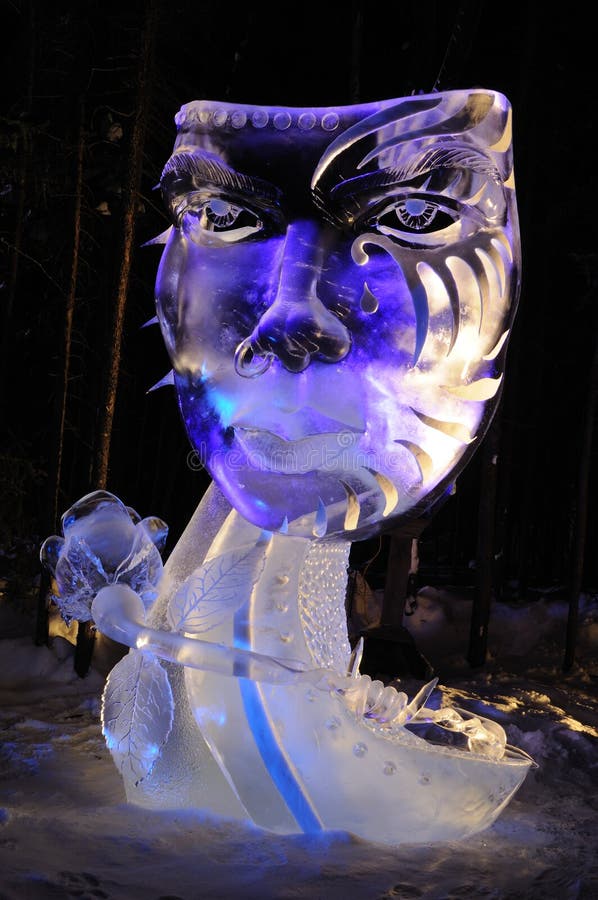 Mask Ice Sculpture editorial photo. Image of carving - 18601426